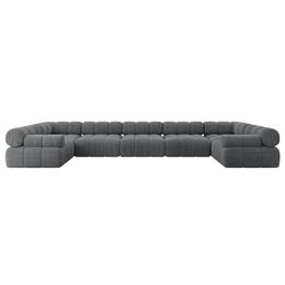 WOHNLANDSCHAFT modulares Sofa Birno-U3 - 475x190x70 cm Dunkelgrau Cord