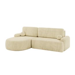 ECKSOFA mit Schlaffunktion und Bettkasten LIRA-L - 264x172x89 Beige