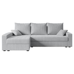 ECKSOFA mit Schlaffunktion und Bettkasten ALESIA-L 231x140x90 cm Grau Cord