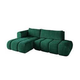 ECKSOFA Ottomane Links CLOUD-L 280x185x90 Dunkelgr&uuml;n Velours