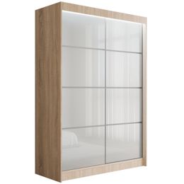 KLEIDERSCHRANK PEKA III mit LED - 120 cm - Sonoma Eiche|Wei&szlig;