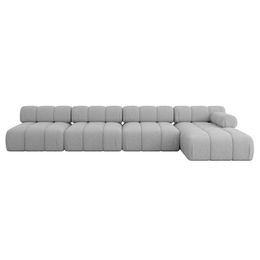 ECKSOFA modulares Sofa Razon-L3 - 380x160x70 cm Hellgrau Boucl&eacute;