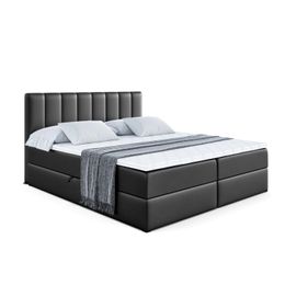 BOXBETT mit Matratze H3 und Lattenrost - OTTA - 140x200 cm Schwarz Hochglanz
