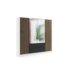 KLEIDERSCHRANK NERA - 200 cm - Wei&szlig;|Schwarz|Eiche Artisan