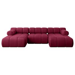 WOHNLANDSCHAFT modulares Sofa Tesso-U1 - 285x160x70 cm Bordeauxrot Velours
