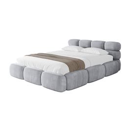POLSTERBETT mit Bettkasten und Lattenrost, Boxbett ohne Matratze - NOMA 140x200 Hellgrau