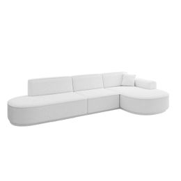 ECKSOFA Ottomane Rechts MARI-L2-v3 - 328x171x83 cm Wei&szlig; Boucl&eacute;