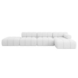 ECKSOFA modulares Sofa Lizur-L2 - 380x160x70 cm Wei&szlig; Boucl&eacute;