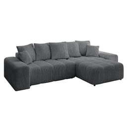 ECKSOFA Ottomane rechts ENIL-L 297x189x68 Dunkelgrau Cord