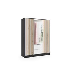 KLEIDERSCHRANK NERA - 150 cm - Schwarz|Wei&szlig;|Eiche Artisan