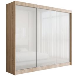 KLEIDERSCHRANK PEKA - 250 cm - Sonoma Eiche|Wei&szlig;