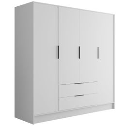 KLEIDERSCHRANK mit Fl&uuml;gelt&uuml;ren KOLIN 200x200cm Wei&szlig; / Wei&szlig;