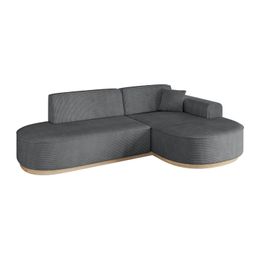 ECKSOFA Ottomane Rechts MARI-L1-v1 - 243x171x83 cm Dunkelgrau Cord