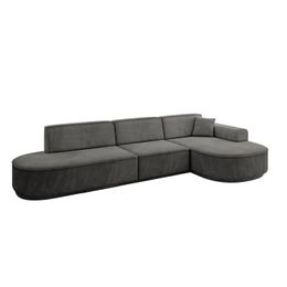 ECKSOFA Ottomane Rechts MARI-L2-v3 - 328x171x83 cm Dunkelgrau Velours
