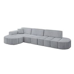 ECKSOFA Ottomane Links LIVO-L2 - 337x173x79,5 cm Hellgrau