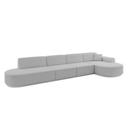 ECKSOFA Ottomane Rechts MARI-L3-v3 - 413x171x83 cm Hellgrau Boucl&eacute;
