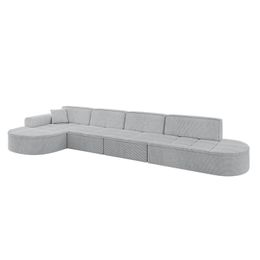 ECKSOFA Ottomane Links TARO-L3 - 413x171x79,5 cm Grau