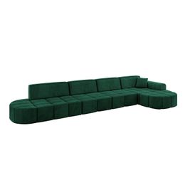 ECKSOFA Ottomane Rechts LIVO-L3 - 422x173x79,5 cm Dunkelgr&uuml;n