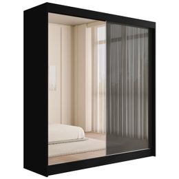 KLEIDERSCHRANK VESLI - 200 cm - Schwarz|Grau
