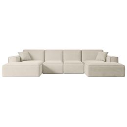 WOHNLANDSCHAFT SIERRA-U - 349x169x80 cm Beige Velours