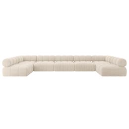 WOHNLANDSCHAFT modulares Sofa Garvo-U3 - 475x190x70 cm Beige Cord