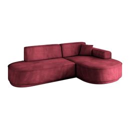 ECKSOFA Ottomane Rechts MARI-L1-v3 - 243x171x83 cm Bordeaux Velours