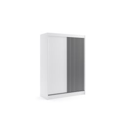 KLEIDERSCHRANK VILAN mit Lamel - 150 cm - Wei&szlig;|Schwarz
