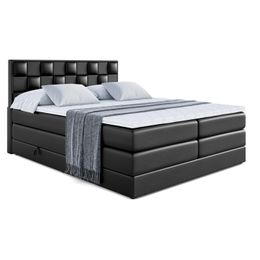 BOXSPRINGBETT ZAFIRA-BZ KING - 200 x 200 - H3/H4 - Schwarz Hochglanz