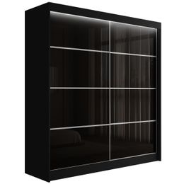 KLEIDERSCHRANK PEKA III mit LED - 200 cm - Schwarz