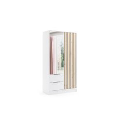 KLEIDERSCHRANK NERA - 120 cm - Wei&szlig;|Eiche Artisan
