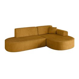 ECKSOFA Ottomane Rechts MARI-L1 - 243x171x79 cm Senfgelb Cord