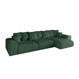 ECKSOFA Ottomane rechts ESKAR-L2 364x176x72 Gr&uuml;n Cord