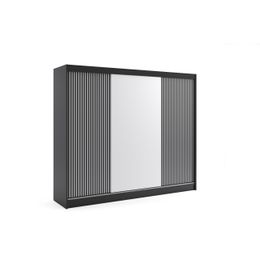KLEIDERSCHRANK VILAN mit Lamel/LED - 250 cm - Schwarz