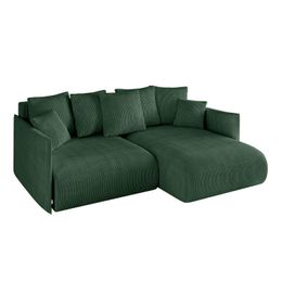 ECKSOFA Ottomane rechts ONESK-L 216x177x72 Gr&uuml;n Cord