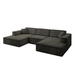 WOHNLANDSCHAFT IREA-U1-v4 - 301x165x77 cm Schwarz