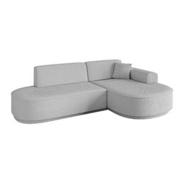 ECKSOFA Ottomane Rechts MARI-L1-v3 - 243x171x83 cm Hellgrau Boucl&eacute;