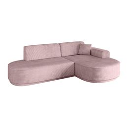 ECKSOFA Ottomane Rechts MARI-L1-v3 - 243x171x83 cm Rosa Cord