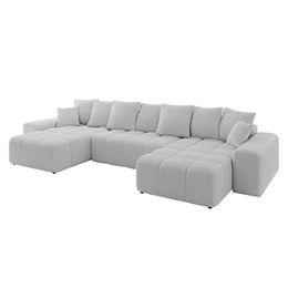 WOHNLANDSCHAFT ENIL-U 401x189x68 Hellgrau Boucl&eacute;