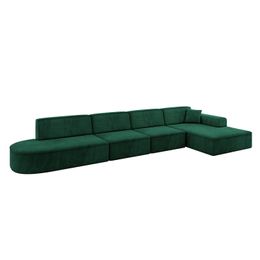 ECKSOFA Ottomane Rechts IREA-L3-v3 - 412x165x77 cm Gr&uuml;n