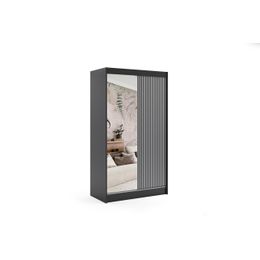 KLEIDERSCHRANK VILAN mit Spiegel - 120 cm - Schwarz