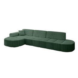 ECKSOFA Ottomane Links LIVO-L2 - 337x173x79,5 cm Gr&uuml;n