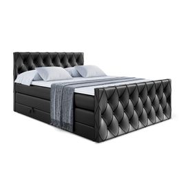 BOXSPRINGBETT AMAY-Z KING - 180x200 - H3/H4 - Schwarz Hochglanz