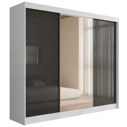 KLEIDERSCHRANK VESLI - 250 cm - Wei&szlig;|Grau
