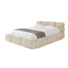 POLSTERBETT mit Bettkasten und Lattenrost, Boxbett ohne Matratze - NOMA 140x200 Beige