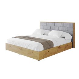 POLSTERBETT mit Bettkasten und Lattenrost, Boxbett ohne Matratze - ENZO8 120x200 Hellgrau