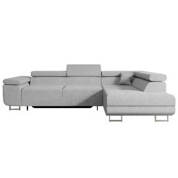 ECKSOFA mit Schlaffunktion und Bettkasten GUSA-L 272x202x107 cm Grau Boucl&eacute;