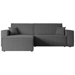 ECKSOFA mit Schlaffunktion und Bettkasten CELTIC-XL - 277x143x83 cm Grau Boucl&eacute;