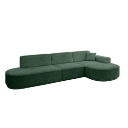 ECKSOFA Ottomane Rechts MARI-L2-v3 - 328x171x83 cm Gr&uuml;n Cord