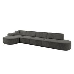 ECKSOFA Ottomane Links MARI-L3-v3 - 413x171x83 cm Dunkelgrau Velours