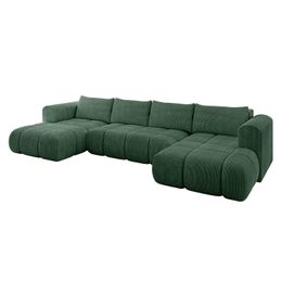 WOHNLANDSCHAFT CLOUD-U 405x185x90 Gr&uuml;n Cord